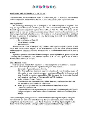 Fillable Online OBSTETRIC PRE-REGISTRATION PROGRAM Fax Email Print ...