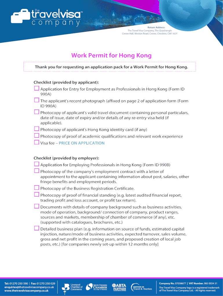 Fillable Online Work Permit for Hong Kong Fax Email Print - pdfFiller