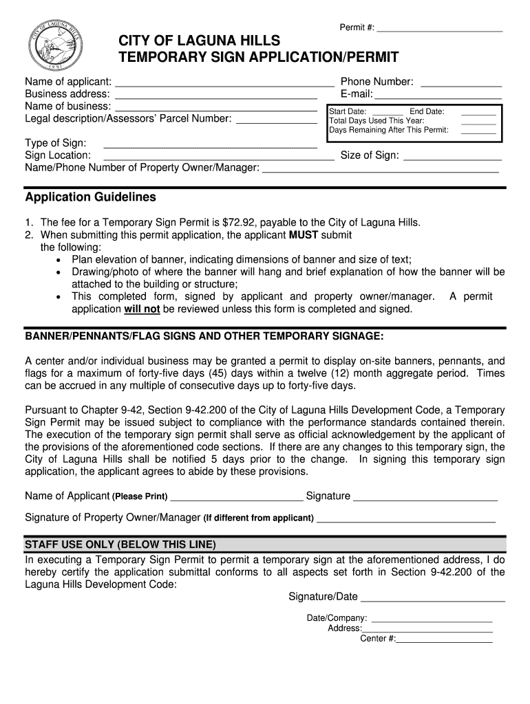 Fillable Online TEMPORARY SIGN APPLICATION/PERMIT Fax Email Print ...