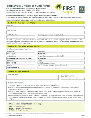 Fillable Online Employee: Choice of Fund Form Fax Email Print - pdfFiller