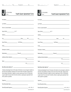 Fillable Online Youth Guest Agreement Form Fax Email Print - pdfFiller