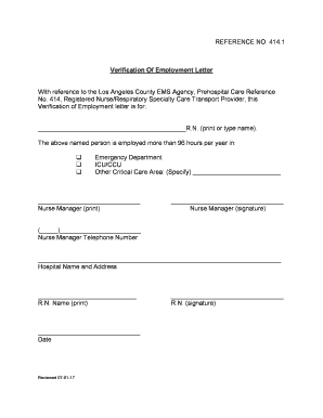 Fillable Online Verification Of Employment Letter Fax Email Print - pdfFiller