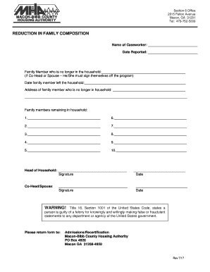 Fillable Online REDUCTION IN FAMILY COMPOSITION Fax Email Print - pdfFiller