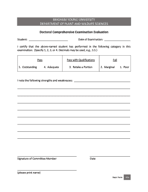 Fillable Online Doctoral Comprehensive Examination Evaluation Fax Email ...