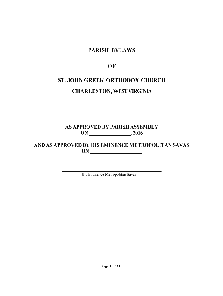 Fillable Online PARISH BYLAWS Fax Email Print - pdfFiller