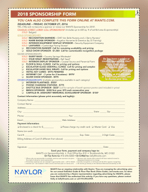Fillable Online 2018 SPONSORSHIP FORM Fax Email Print - pdfFiller