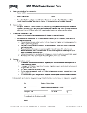 Fillable Online NAIA Official Student Consent Form Fax Email Print - pdfFiller