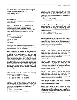South Australias Strategic Plan Questionnaire - data sa gov Doc ...