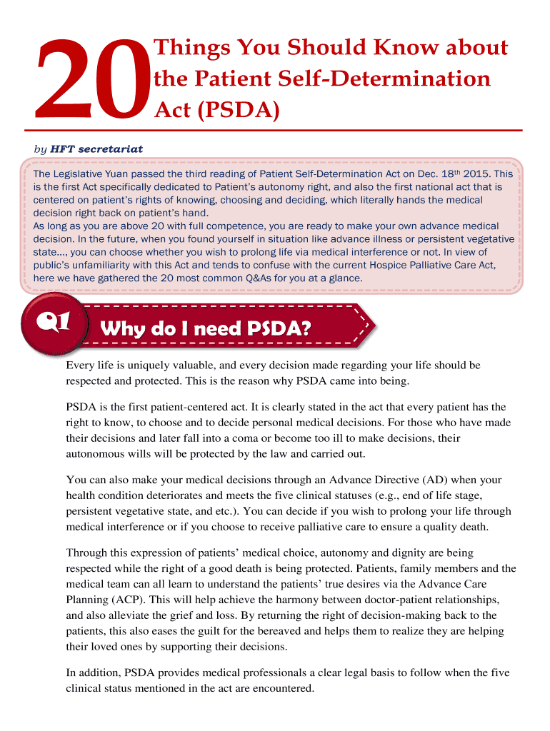 Fillable Online the Patient Self-Determination Fax Email Print - pdfFiller