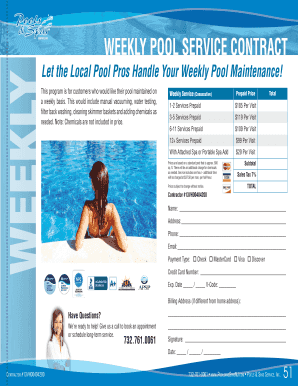 Fillable Online WEEKLY POOL SERVICE CONTRACT Fax Email Print - pdfFiller