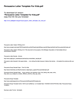 Fillable Online Persuasive Letter Template For Kids Fax Email Print ...