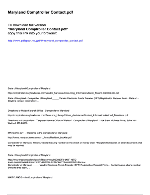 Fillable Online Maryland Comptroller Contact Fax Email Print - pdfFiller