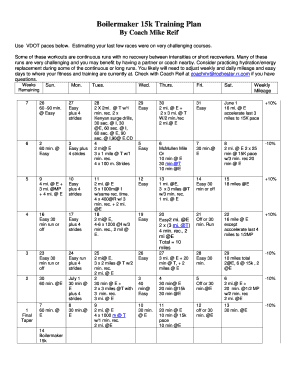Boilermaker 15k Training Program - Fill Online, Printable, Fillable ...