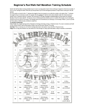 Fillable Online Beginner's Run/Walk Half Marathon Training Schedule Fax ...