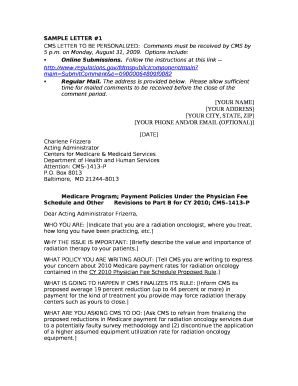 CMS LETTER TO BE PERSONALIZED:Comments must be received by CMS by 5 p ...