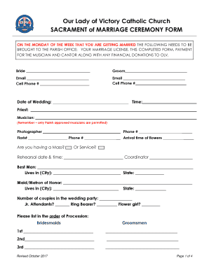 Fillable Online SACRAMENT of MARRIAGE CEREMONY FORM Fax Email Print ...
