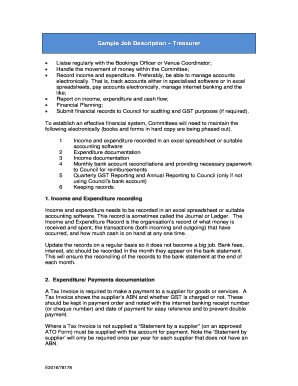 Fillable Online Sample Job Description Treasurer Fax Email Print ...