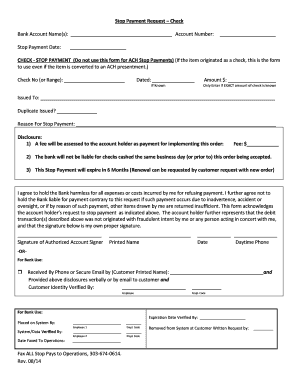 Fillable Online Stop Payment Request Check Fax Email Print - pdfFiller
