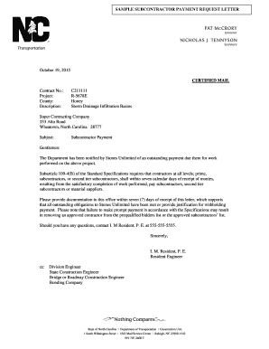 Fillable Online SAMPLE SUBCONTRACTOR PAYMENT REQUEST LETTER Fax Email ...