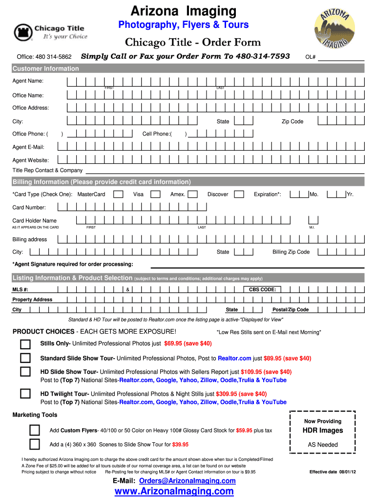 Fillable Online Chicago Title - Order Form Fax Email Print - pdfFiller