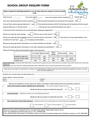Fillable Online SCHOOL GROUP ENQUIRY FORM Fax Email Print - pdfFiller