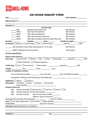 Fillable Online JIB CRANE INQUIRY FORM Fax Email Print - pdfFiller