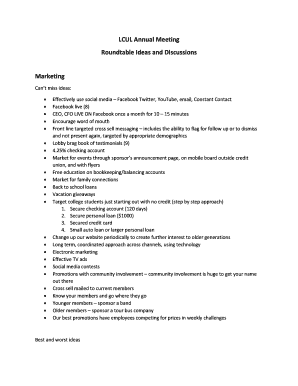 Fillable Online Roundtable Ideas and Discussions Fax Email Print ...