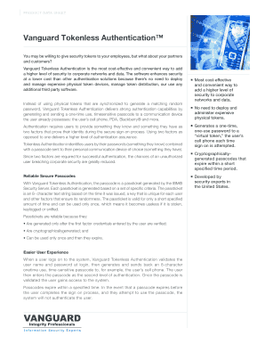 Fillable Online Vanguard Tokenless Authentication Fax Email Print ...