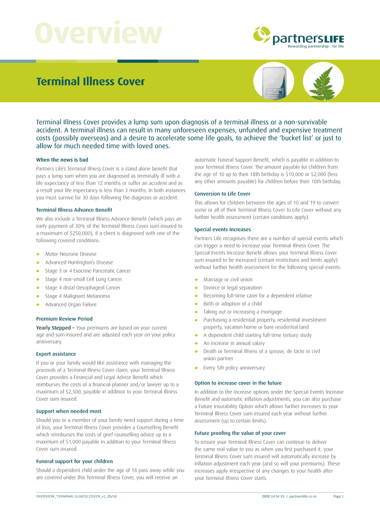 Fillable Online Terminal Illness Cover Fax Email Print - pdfFiller