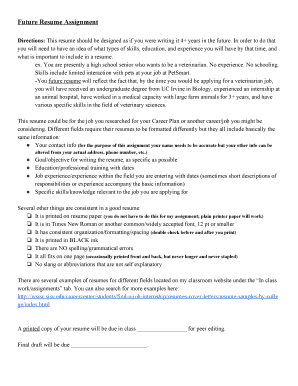 Fillable Online Future Resume Assignment Fax Email Print - pdfFiller