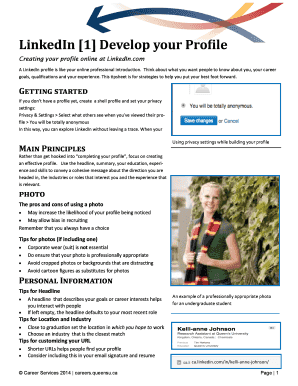 Fillable Online LinkedIn 1 Develop your Profile Fax Email Print - pdfFiller