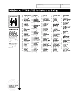 Fillable Online PERSONAL ATTRIBUTES for Sales & Marketing Fax Email ...