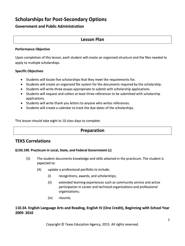 Fillable Online Scholarships for Post-Secondary Options Fax Email Print ...