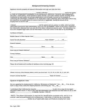Background Screening Consent Doc Template | pdfFiller