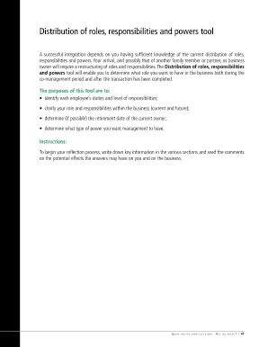 Fillable Online Distribution of roles, responsibilities and powers tool ...