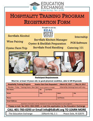 Fillable Online HOSPITALITY TRAINING PROGRAM Fax Email Print - pdfFiller