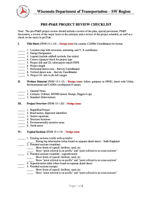 Fillable Online PRE-PS&E PROJECT REVIEW CHECKLIST Fax Email Print ...