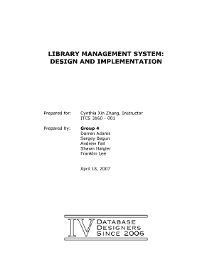 Fillable Online LIBRARY MANAGEMENT SYSTEM: Fax Email Print - pdfFiller