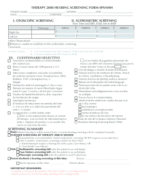 Fillable Online THERAPY 2000 HEARING SCREENING FORM-SPANISH Fax Email ...