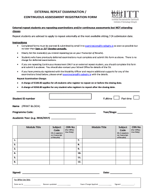 Fillable Online repeat examination / deferred examination registration ...