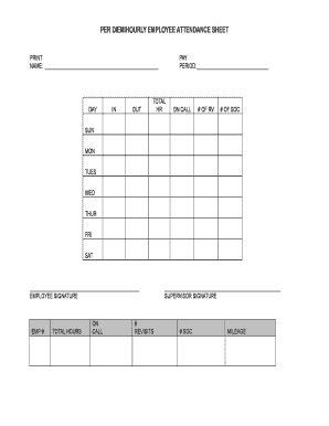 Fillable Online PER DIEM/HOURLY EMPLOYEE ATTENDANCE SHEET Fax Email ...