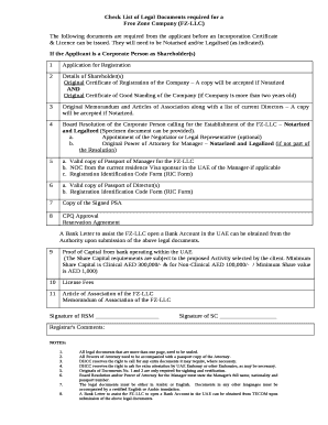 Check List of Legal Documents required for a Doc Template | pdfFiller