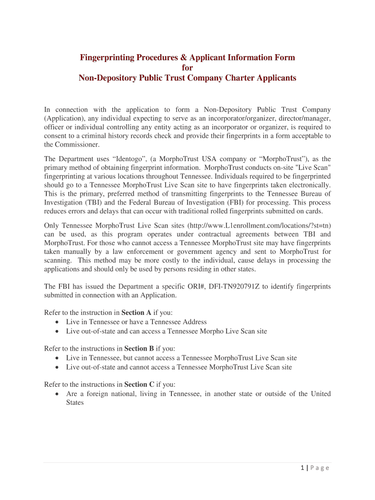 Fillable Online Fingerprinting Procedures & Applicant Information Form Fax Email Print - pdfFiller