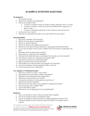 Fillable Online 40 SAMPLE INTERVIEW QUESTIONS Fax Email Print - pdfFiller