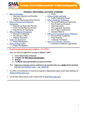 Fillable Online Summer Internships currently available: Fax Email Print ...
