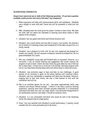 Fillable Online SUPERVISOR COMMENTS: Fax Email Print - pdfFiller