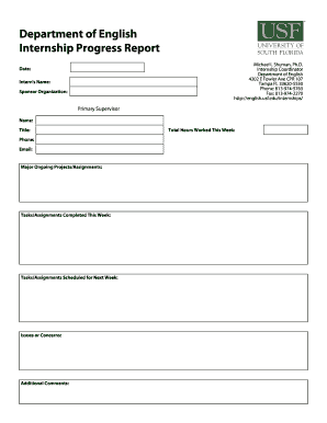 Fillable Online Internship Progress Report Fax Email Print - pdfFiller