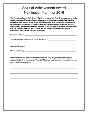 Fillable Online Spirit of Achievement Award Fax Email Print - pdfFiller