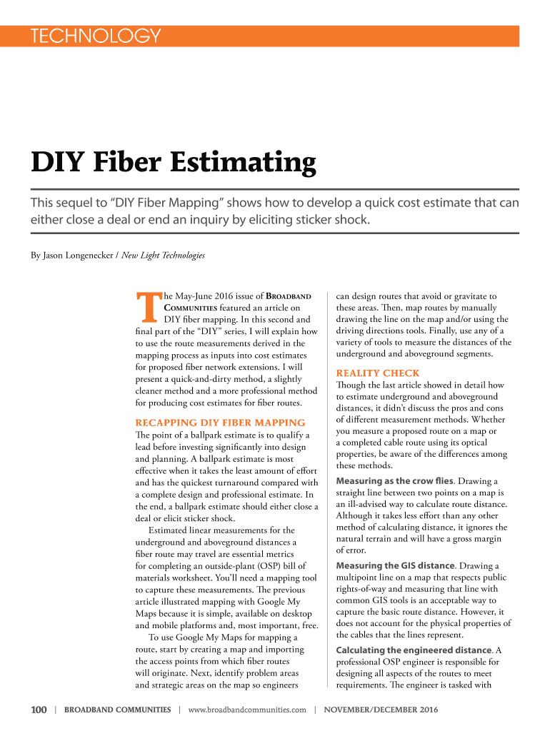 Fillable Online DIY Fiber Estimating Fax Email Print - pdfFiller