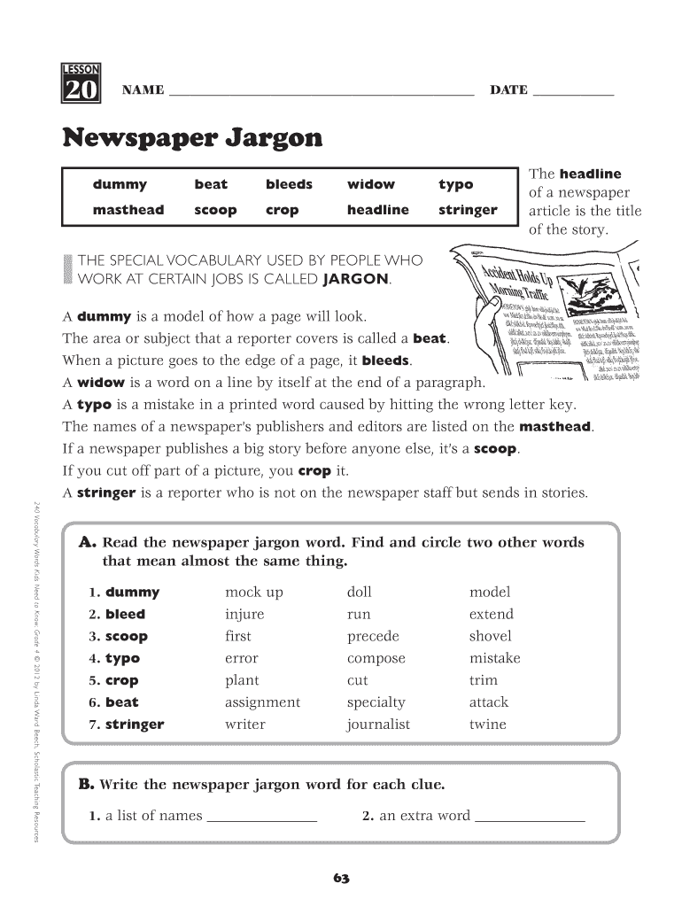 Fillable Online Newspaper Jargon Fax Email Print - pdfFiller